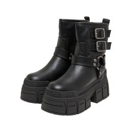 Buffalo Damen Stiefel "Buffalo GOSPHER BOOTIE HARNESS - VEGAN NAPPA", Gr. 42schwarz, Polyurethan, unifarben, Schuhe