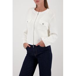 monari Damen Strickjacke, wei&szlig;, Gr. 46, unifarben, Strick, Obermaterial: 86% Baumwolle, 14% Polyester, Strickjacken, Rundhalsausschnitt, Regular Fit,