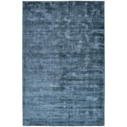 Teppich Tom Tailor HOME, B:65cm H:8mm L:135cm, blau, Viskose, Wohnzimmer, Teppiche, "Shine uni", Handwebteppich, 100% Viskose, handgewebt, mit