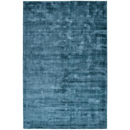 Teppich Tom Tailor HOME, B:160cm H:8mm L:230cm, blau, Viskose, Wohnzimmer, Teppiche, "Shine uni", Handwebteppich, 100% Viskose, handgewebt, mit