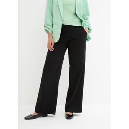 bonprix Damen Anzughose, schwarz, Gr. 48, Obermaterial: 70% Polyester, 25% Viskose, 5% Elasthan, Hosen, aus Polyester, Viskose und Elasthan, mit