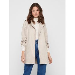 Langjacke Only "ONLJOLINE FAUX SUEDE COAT LIFE CC OTW", Damen, Gr. S, pumice stone, Web, Obermaterial: 92% Polyester, 8% Elasthan, unifarben, regular fit Po-bedeckend, tiefer V-Ausschnitt, mit Riegel, Jacken Langjacke, mit Reverskragen, weiches Wildlederimitat