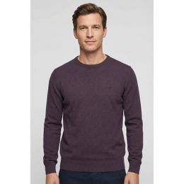 Fynch-Hatton Herren Rundhalspulloveraubergine, Gr. L, unifarben, Strick, Obermaterial: 100% Baumwolle, Pullover, aus Baumwolle, mit