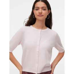 V&eacute;ro Moda VERO MODA Damen Strickjacke "VMDOFFY 2/4 O-NECK BUTTON CARDIGAN NOOS"pink, a, boo detail:with wei&szlig; melange, Gr. XL, meliert, Strick, Obermaterial: