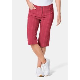 GOLDNER Damen Stoffhose "Kurzgr&ouml;&szlig;e Bermuda in strukturierter elastischer Ware", rot, Gr. 20, Obermaterial: 45% Elastomultiester ELE. 44% Baumwolle