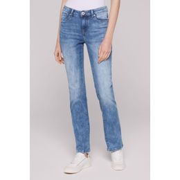 SOCCX Damen Regular-fit-Jeans, blau, Gr. 34, Abriebeffekte, Denim/Jeans, Material: 63% Baumwolle, 25% Polyester, 10% Viskose, 2% Elasthan, Zusatz: