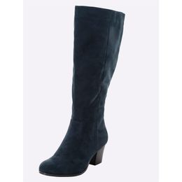 sheego Damen Weitschaftstiefel, Gr. 44, blau, Lederimitat, Polyester, Schuhe