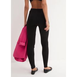 bonprix Damen Leggings, schwarz, Gr. 56, unifarben, Web, Obermaterial: 95% Baumwolle, 5% Elasthan, Hosen, aus Baumwolle und Elasthan, schmale