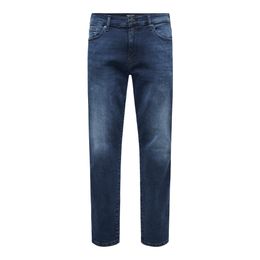 Only & Sons ONLY & SONS Herren Regular-fit-Jeans "ONSWEFT REG 7900 EY BOX JEANS NOOS", blau, Gr. 29, Abriebeffekte, Denim/Jeans, Obermaterial: 50% Baumwolle, 30%