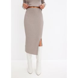 bonprix Damen Strickrock "Strickrock aus flie&szlig;endem Viskose-Mix", grau, Gr. 40, Glitzermuster, unifarben, Strick, Obermaterial: 38% Viskose, 37%