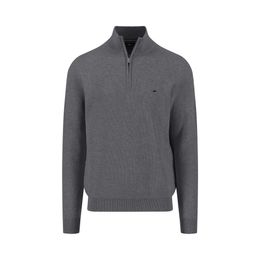 Fynch-Hatton Herren Troyer, grau, Gr. S, unifarben, Strick, Obermaterial: 100% Baumwolle, Pullover, aus reiner Baumwolle, mit Logo-Stickerei, Regular