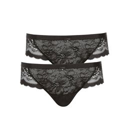 LISCA Damen Brasilslip "2er Pack Damen Brazilian Slip Evelyn", Gr. 38, schwarz, Spitze, Obermaterial: 80% Polyamid PA. 20% Elasthan EL., Unterhosen