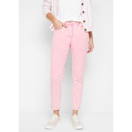 bonprix Damen Webhose "Verk&uuml;rzte Twill-Hose im Used-Look", rosa, Gr. 38, unifarben, Twill, Obermaterial: 97% Baumwolle, 3% Elasthan, Hosen, aus