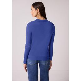 Street One Damen Strickpullover, blau, Gr. 42, unifarben, Stoff, 78% Viskose, 22% Polyamid, Pullover, Feinstrick