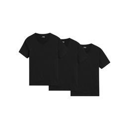 bonprix Herren T-Shirt "T-Shirt mit V-Ausschnitt (3er Pack)", schwarz, Gr. 60, Obermaterial: 100% Baumwolle, Shirts, Regular Fit, V-Ausschnitt, aus