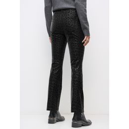 Street One Damen Bootcuthose, schwarz, Gr. 38, Stoff, 95% Polyester, 5% Elasthan, Hosen, mit Leo-Muster