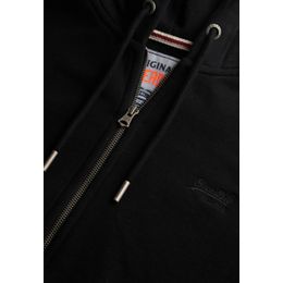 Superdry Herren Kapuzensweatjacke "ESSENTIAL LOGO ZIP HOODIE HB", schwarz, Gr. XXXL, unifarben, angeraute Sweatware, Obermaterial: 80% Baumwolle, 20%