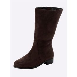 sheego Damen Weitschaftstiefel, Gr. 39, beige, Lederimitat, Schuhe