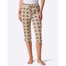 w&auml;schepur W&Auml;SCHEPUR Damen Schlafhose, Gr. 44, beige, 50% Baumwolle, 50% Modal, bedruckt, gemustert, mehrfarbig, Hosen