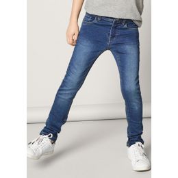 name it Jungen Slim-fit-Jeans "NKMTHEO XSLIM SWE JEANS 3113-TH NOOS", blau, Gr. 146, Abriebeffekte, Denim/Jeans, Obermaterial: 70% Baumwolle, 27%