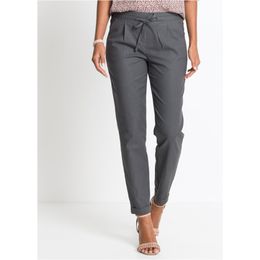bonprix Damen Leinenhose "Leinenhose", grau, Gr. 40, Obermaterial: 55% Leinen, 45% Baumwolle, Hosen, aus Leinen und Baumwolle, Regular Fit, mit