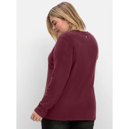 sheego Damen V-Ausschnitt-Pullover "V-Ausschnitt-Pullover", rot, Gr. 48, unifarben, 50% Viskose, 28% Polyester, 22% Polyamid, Pullover