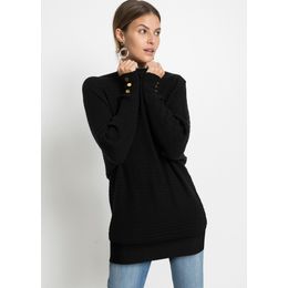 bonprix Damen Strickpullover, schwarz, Gr. 44, unifarben, Strick, Obermaterial: 50% Viskose, 26% Polyamid, 24% Polyester, Pullover, aus