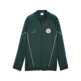 Puma M&auml;dchen Sweatjacke "Manchester City KING Anthem Jacke Jugendliche"gr&uuml;n terrain tropical blau, Gr. 164, Obermaterial: 63% Polyester, 37%