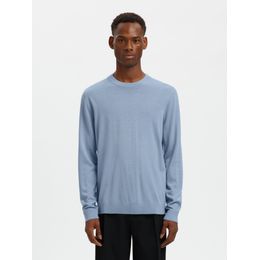 Selected Herren Strickpullover "SLHTRAY LS KNIT MERINO CREW NECK NOOS"dusty blau, Gr. XXL, unifarben, Strick, Obermaterial: 100% Wolle, Pullover,
