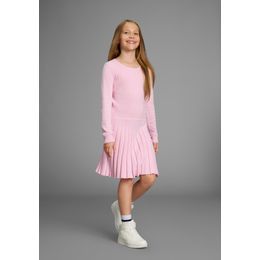 Kangaroos M&auml;dchen Strickkleid "Kleid feinem Zopf-Strick und Faltenrock", rosa, festlich, Gr. 164, Zopfmuster, Feinstrick, Obermaterial: 100%