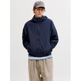 Jack & Jones JACK & JONES Herren Blouson "JJECHARGE LIGHT JACKET HOOD NOOS", blau, Gr. L, unifarben, Web, Obermaterial: 100% Polyester, Jacken, mit Kapuze