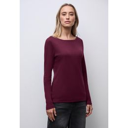 Street One Damen Langarmshirtnoble rot, Gr. 42, unifarben, Web, Obermaterial: 50% Baumwolle, 50% Modal; Futter: 100% Baumwolle, Shirts, im soften