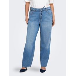 Only CARMAKOMA Damen Relax-fit-Jeans "CARGIANNA MW STRAIGHT AZ751 DNM NOOS", blau, Gr. 48, unifarben, Denim/Jeans, Obermaterial: 99% Baumwolle, 1%