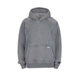DROPSIZE Herren Kapuzensweatshirt "Dropsize SEAM HOODIE"acid washed grau, Gr. S, bedruckt, 70% Baumwolle, 30% Polyester, Sweatshirts