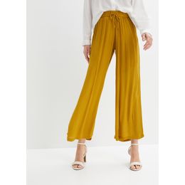 bonprix Damen Schlupfhose, gelb, Gr. 50, Obermaterial: 100% Viskose, Hosen, aus Viskose, mit Bindeband, lockere Passform, mit Crinkle-Struktur