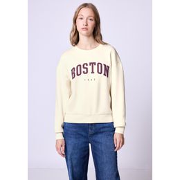 Damen Sweatshirt, beige, Gr. 46, STREET ONE STUDIO, bedruckt, Sweatware, 60% Baumwolle, 40% Polyester, Sweatshirts, mit Wording
