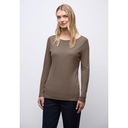 Street One Damen Langarmshirtsilk braun, Gr. 46, unifarben, Web, Obermaterial: 50% Baumwolle, 50% Modal; Futter: 100% Baumwolle, Shirts, im soften