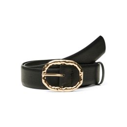 V&eacute;ro Moda Synthetikg&uuml;rtel VERO MODA "VMKAJA COATED BELT NOOS", Damen, Gr. 95, schwarz detail:gold, Lederimitat, kontrastfarbene Details, unifarben, G&uuml;rtel