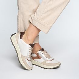 Ara Damen Plateausneaker "NEW YORK", Gr. 6,5, beige, Glattleder, Veloursleder, kontrastfarbene Details, Schuhe, Plateau, Freizeitschuh, Halbschuh,