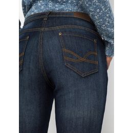bonprix Damen Mom-Jeans, blau, Gr. 48, unifarben, Denim/Jeans, Obermaterial: 82% Baumwolle, 17% Polyester, 1% Elasthan, Jeans, Regular Fit, mit