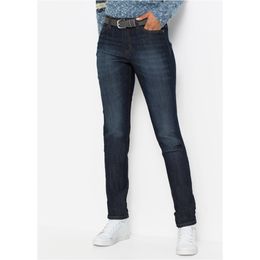 bonprix Damen Mom-Jeans, blau, Gr. 50, unifarben, Denim/Jeans, Obermaterial: 82% Baumwolle, 17% Polyester, 1% Elasthan, Jeans, Regular Fit, mit