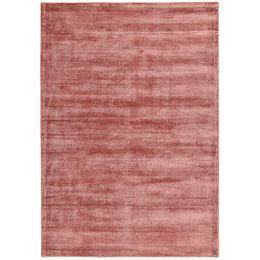 Teppich Tom Tailor HOME, B:85cm H:8mm L:155cm, rosa, Viskose, Wohnzimmer, Teppiche, "Shine uni", Handwebteppich, 100% Viskose, handgewebt, mit