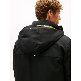 Tommy Hilfiger Herren Kurzmantel "TECH HOODED PADDED PARKA", schwarz, Gr. S, Web, Obermaterial: 100% Polyester, M&auml;ntel, Regular fit