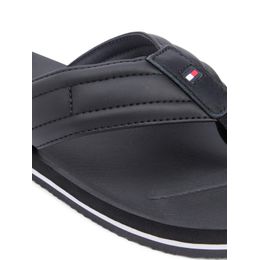 Tommy Hilfiger Herren Zehentrenner "HILFIGER PADDED BEACH SANDAL", Gr. 39, schwarz, Lederimitat, unifarben, Schuhe, Sommerschuh, Flats, Strandschuh