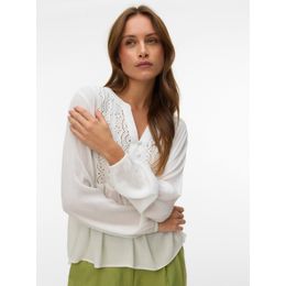 V&eacute;ro Moda VERO MODA Damen Shirtbluse "VMMENNY EMB LS TOP WVN NOOS", wei&szlig;, Gr. M, unifarben, Web, Obermaterial: 100% Viskose, Blusen, Viskose, Stickerei Details