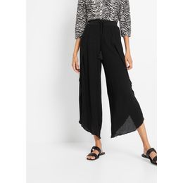 bonprix Damen Stoffhose, schwarz, Gr. 50, Obermaterial: 100% Viskose, Hosen, aus Viskose, lockere loose fit Passform, mit Bequembund