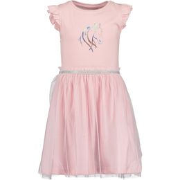 Shirtkleid Blue Seven, M&auml;dchen, Gr. 98, N-Gr, rosa, Jersey, Obermaterial: 100% Baumwolle, bedruckt, unifarben, regular fit knielang, Rundhals, Fl&uuml;gel&auml;rmel, Kleider Shirtkleid, mit tollem Pferde-Folienprint und mit T&uuml;llrock