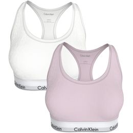 Damen Bralette "BRALETTE 2PK", Calvin Klein Underwear, Gr. Mwei&szlig;, cradle pink, BHs, K&ouml;rpernahe Passform mit elastischem Bund
