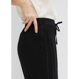 bonprix Damen Schlupfhose, schwarz, Gr. 36, Obermaterial: 100% Viskose, Hosen, aus Viskose, mit Bindeband, lockere Passform, mit Crinkle-Struktur