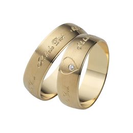Firetti Damen Trauring "Schmuck Geschenk Gold 375 Hochzeit Ehering Trauring "Ich liebe Dich"", 22, ohne Brillant, Gelbgold 585, 6mm, gold, Gelbgold